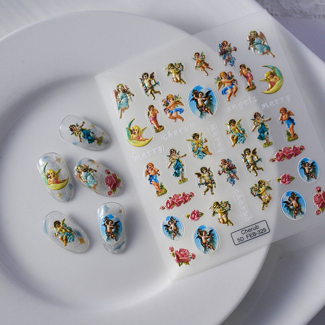 5D Cherub Stickers, Cute Stickers, Angel Stickers, Cherub Nail Decals ...