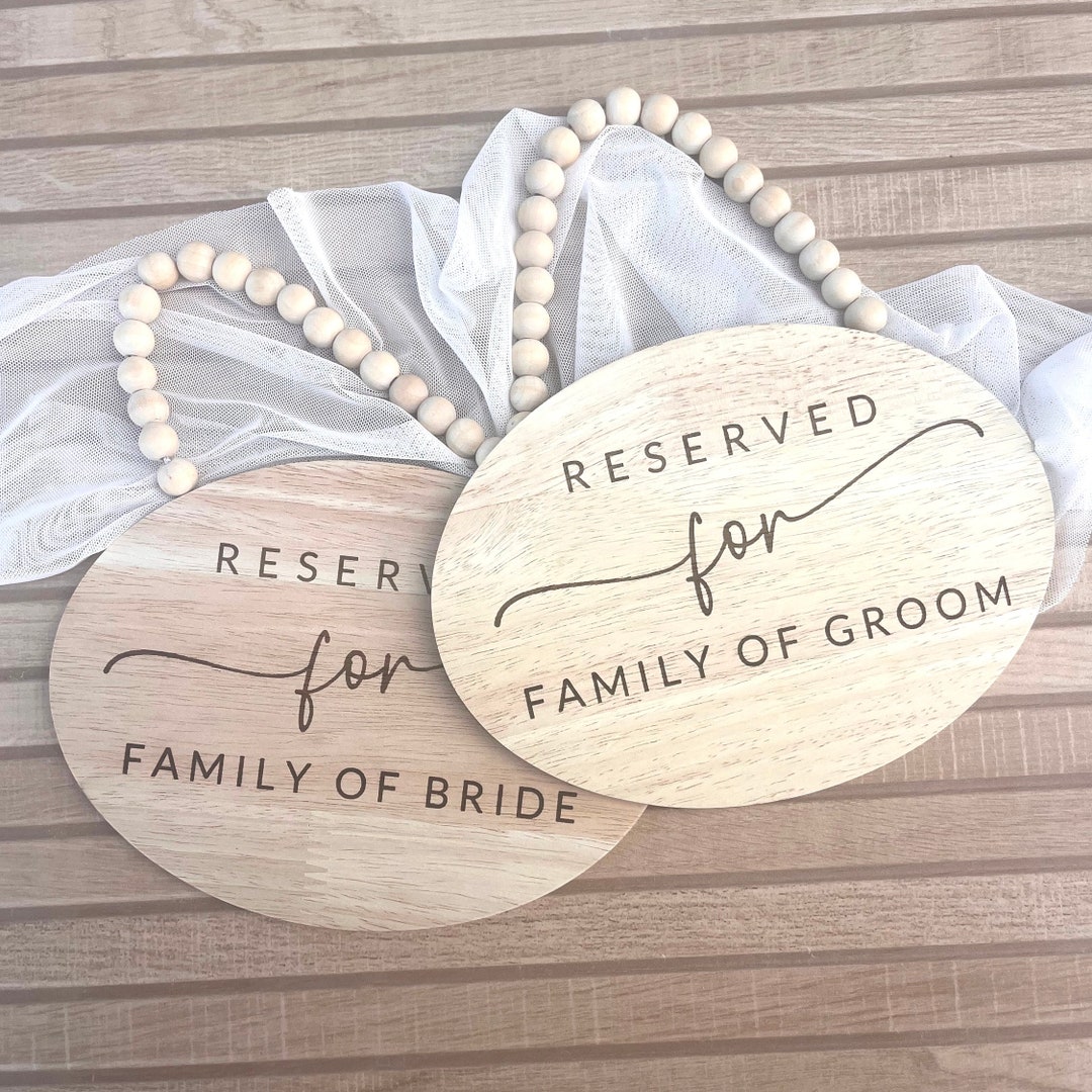 Set of 2 Wooden Reserved Sign for Wedding Ceremony Engraved Reserved ...