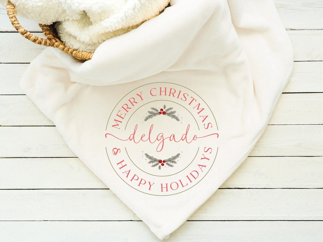 Personalized White Fleece Last Name Throw Blanket for Christmas Wedding ...