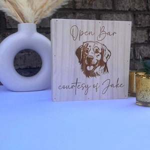 Custom Drinks on Me Dog Wedding Sign Wooden Open Bar Sign Pet Signature ...