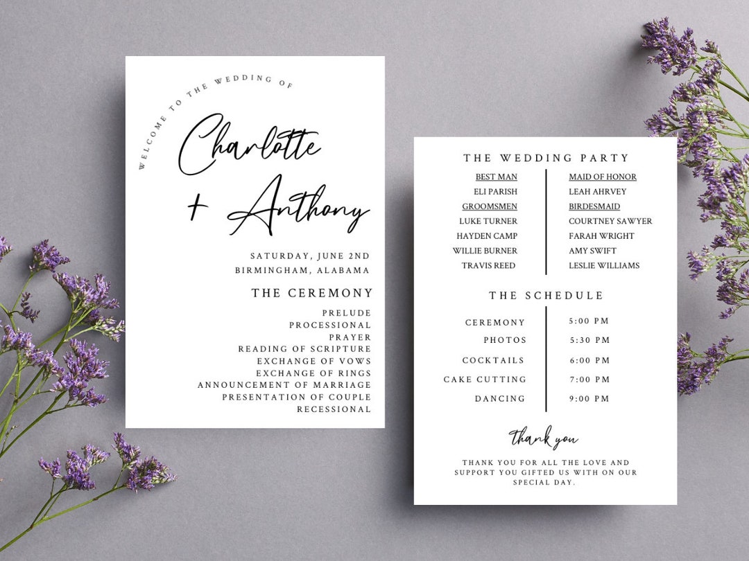 Classic Wedding Program Traditional Wedding Infographic Template ...
