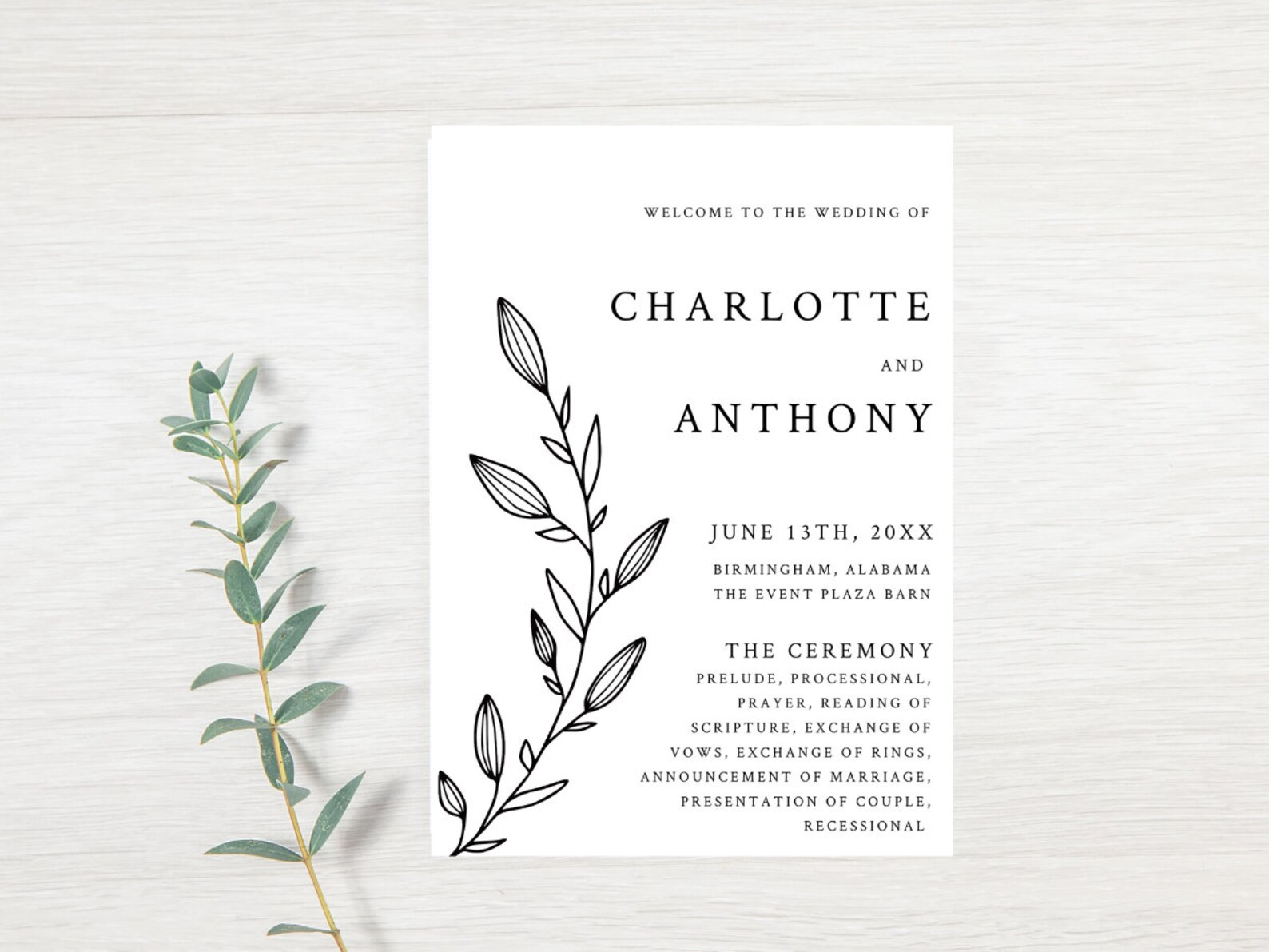 Custom Floral Wedding Program Template Digital Timeline - Etsy