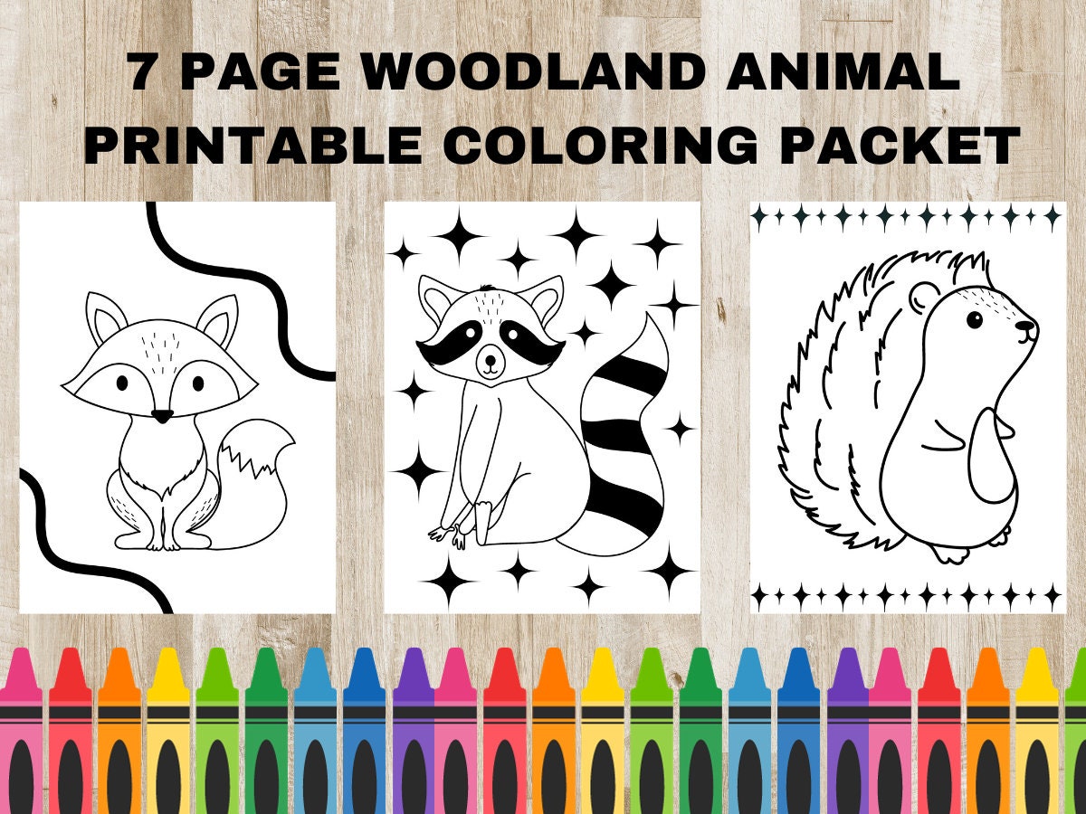 Woodland Animals Coloring Pages, Fall Coloring Sheet, Set of 7 ...