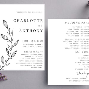 Custom Floral Wedding Program Template Digital Timeline - Etsy