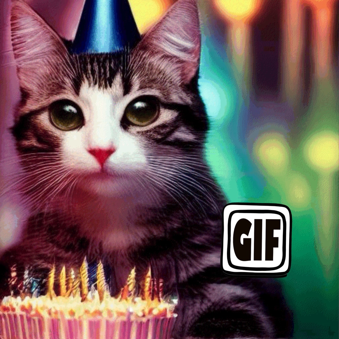 S Commercial Use Birthday Cat Animated Image For Email Etsy