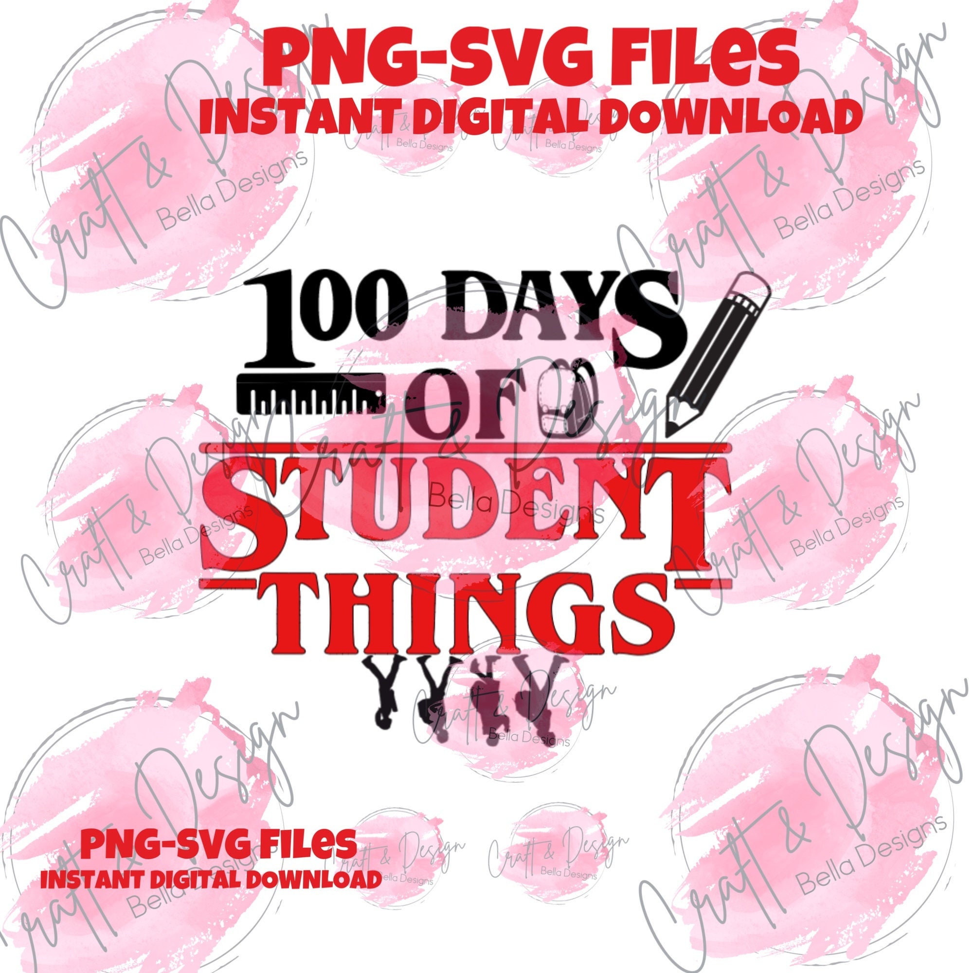 100 Days of Student Things Strangerthings Inspired PNG-SVG Files - Etsy
