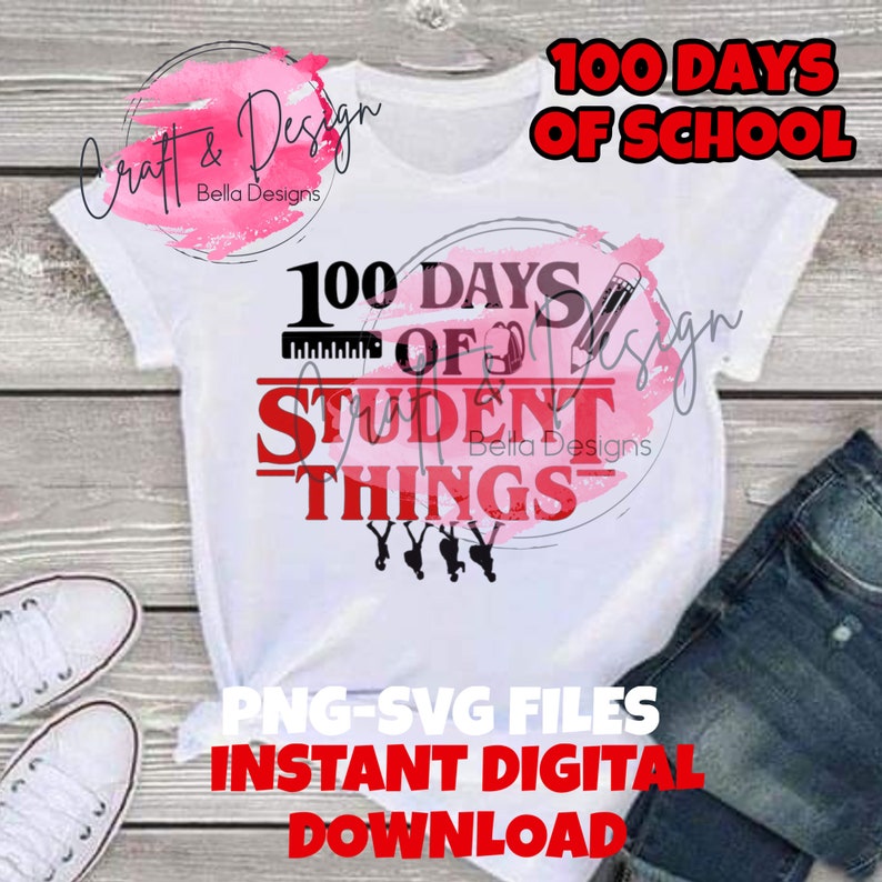 100 Days of Student Things Strangerthings Inspired PNG-SVG Files - Etsy