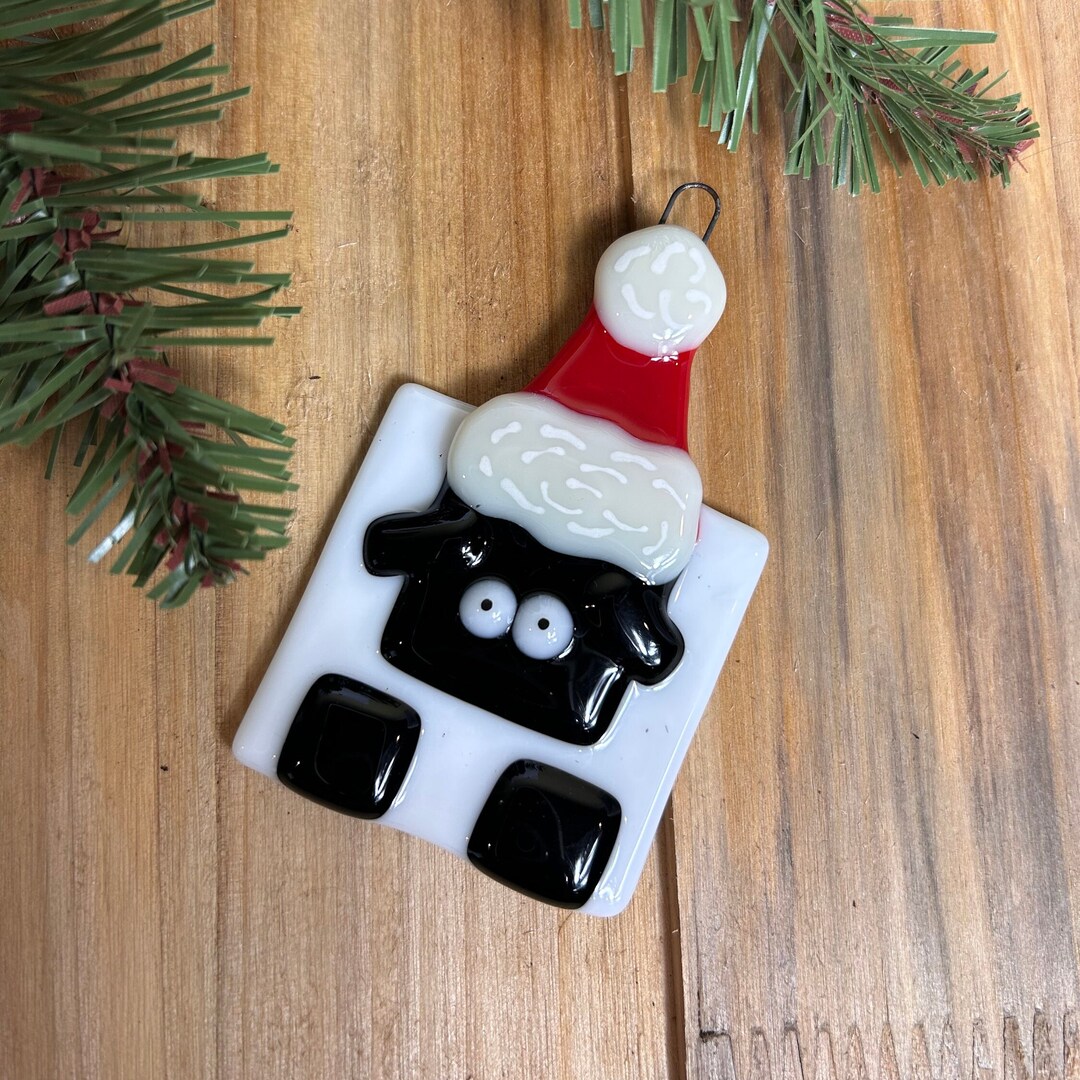 Handcrafted Fused Glass Christmas Sheep Ornament One of a Kind ...