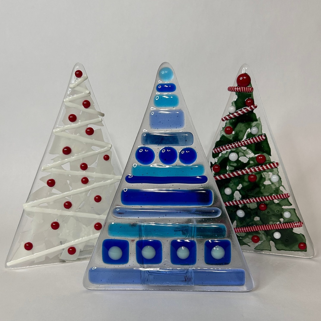 Handcrafted Fused Glass Christmas Tree Candle Holder One of a Kind - Etsy