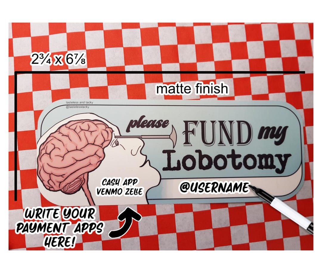 Fund My Lobotomy Side Hussle Bumper Sticker - Etsy