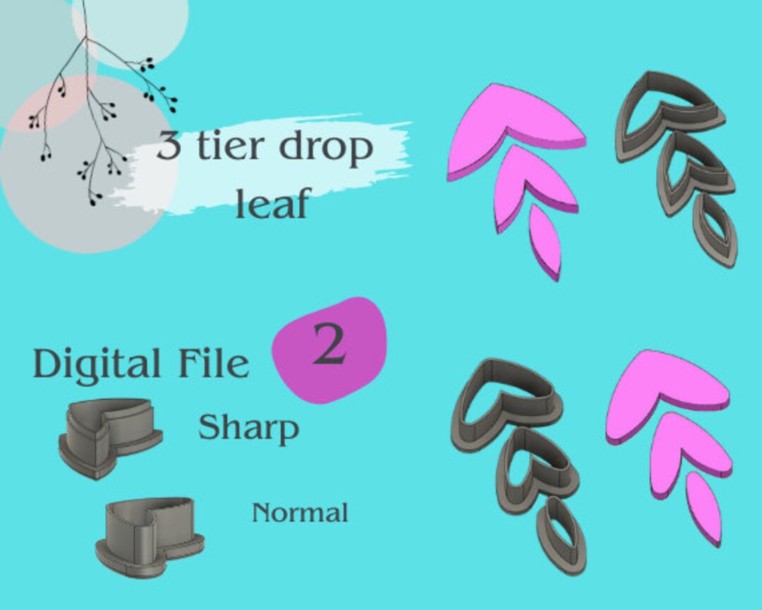 3 Tiers Drop Leaf Cutter | Flower Cutter | STL File | 15 Mm | Clay ...