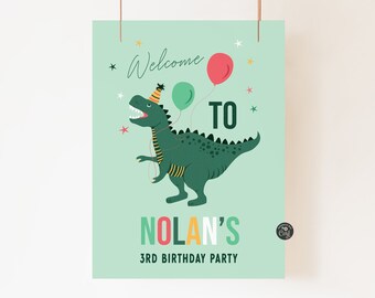 Three Rex Party Sign - Etsy