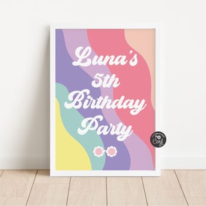 Editable Retro Birthday Sign Five is A Vibe Poster 5th - Etsy