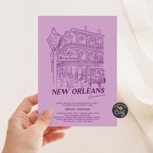 New Orleans Bachelorette Invitation, New Orleans Bachelorette, NOLA Birthday Invite, New Orleans ...