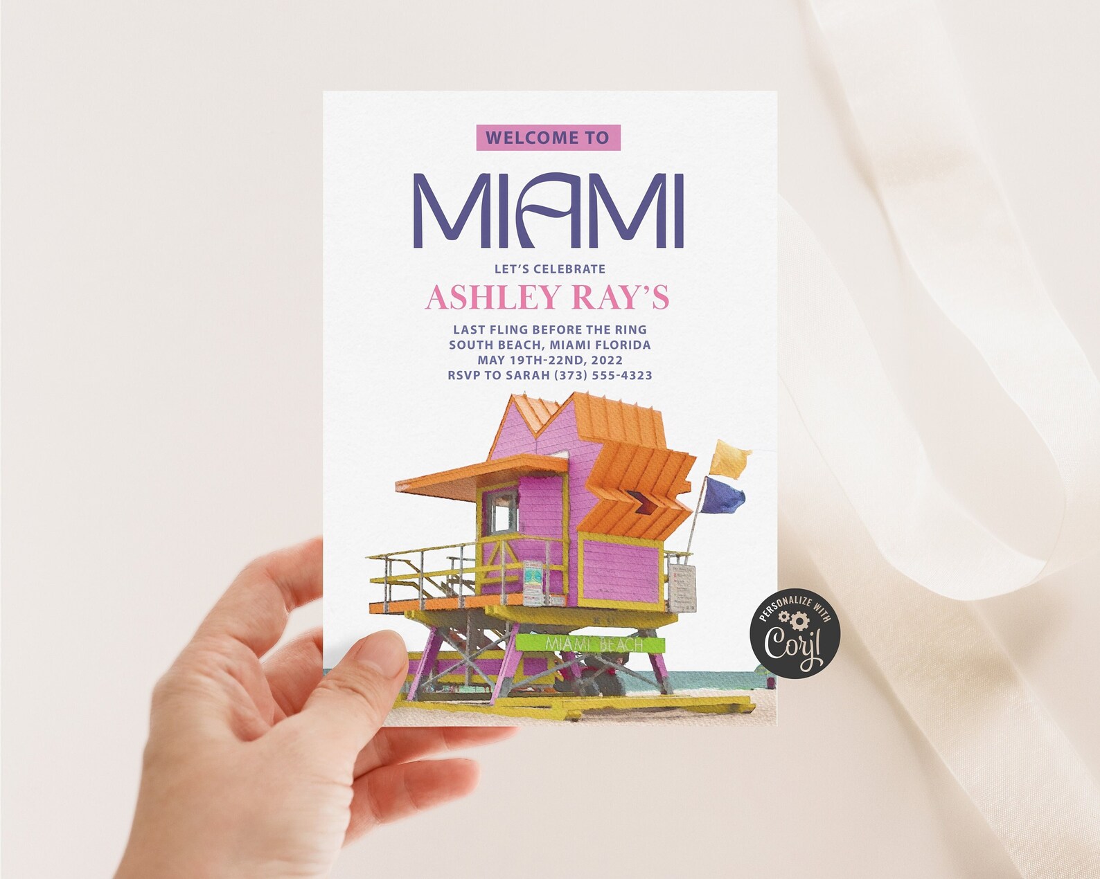 Editable Miami Invitation Miami Bachelorette Invitation - Etsy
