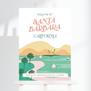 Santa Barbara Poster, Digital Santa Barbara Bachelorette Poster, Santa ...