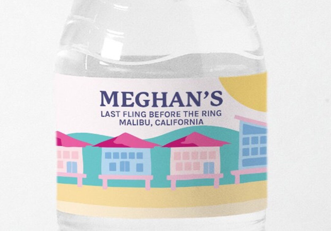 Editable Water Bottle Label Beach Water Bottle Label - Etsy