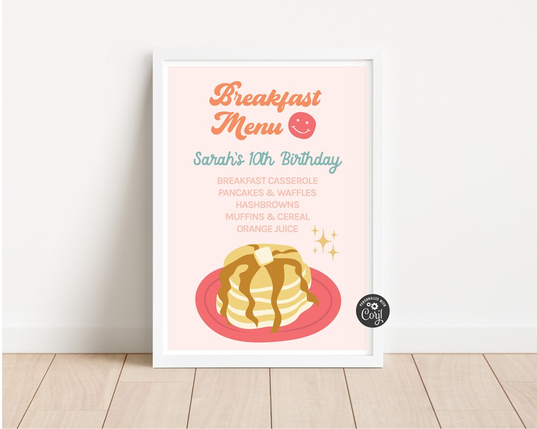 Editable Birthday Menu, Breakfast Menu, Birthday Menu, Sleepover ...