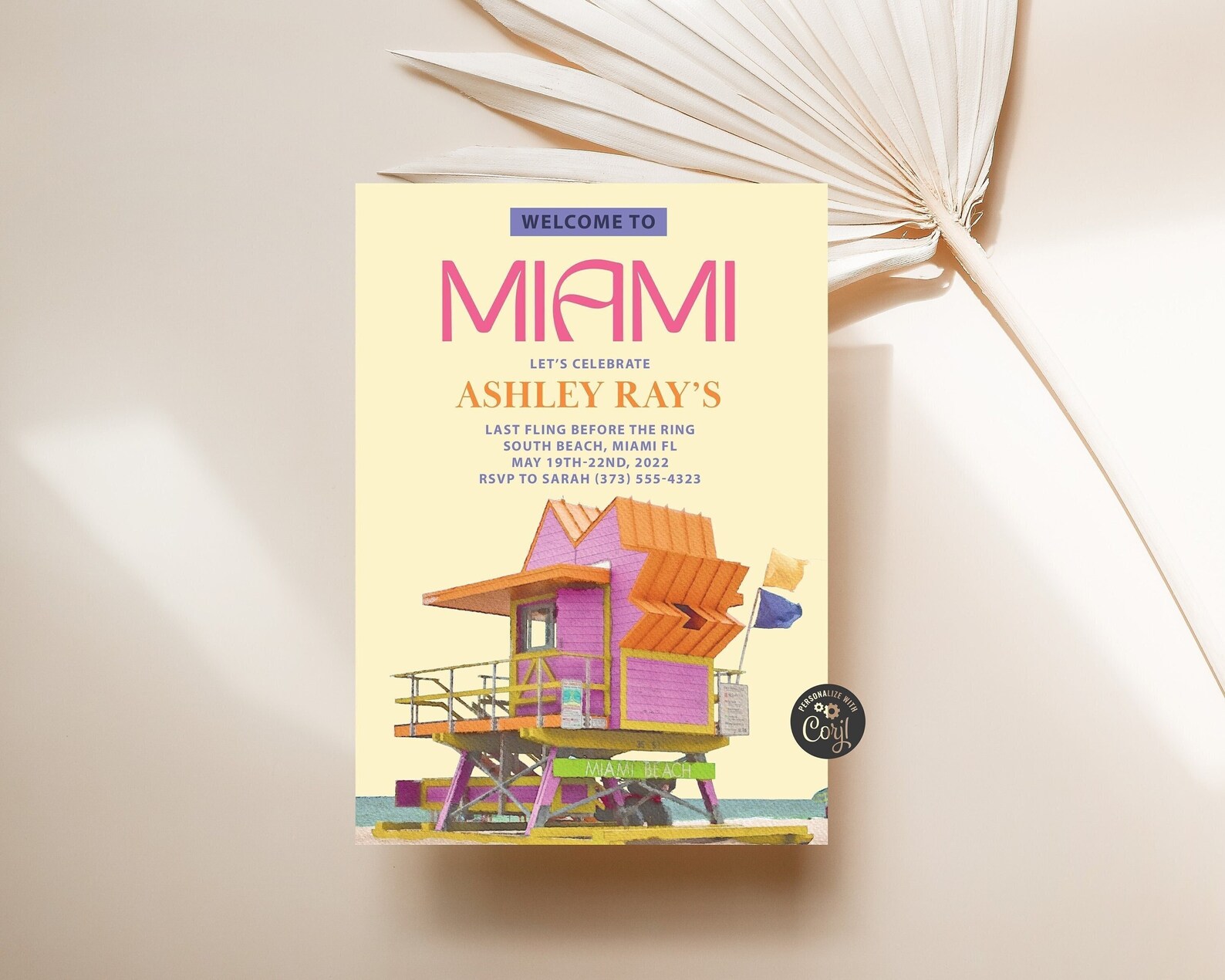 Editable Miami Invitation Miami Bachelorette Invitation | Etsy