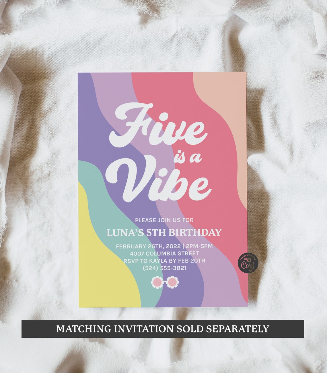 Editable Retro Birthday Sign Five is A Vibe Poster 5th | Etsy
