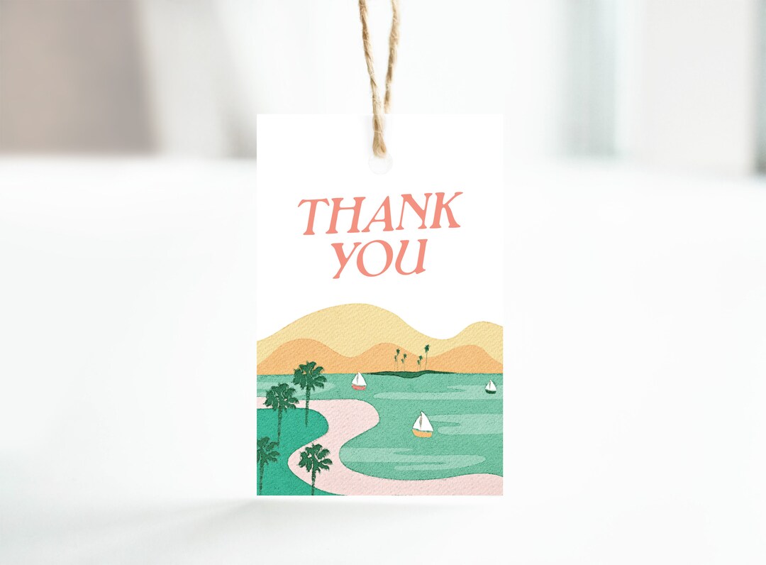 Santa Barbara Thank You Tag, Bachelorette Thank You Tag, Birthday Tag ...