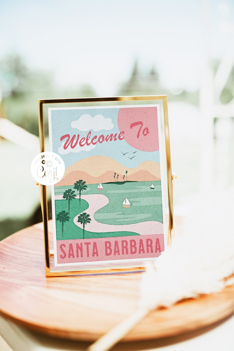 Santa Barbara Poster Digital Santa Barbara Bachelorette - Etsy