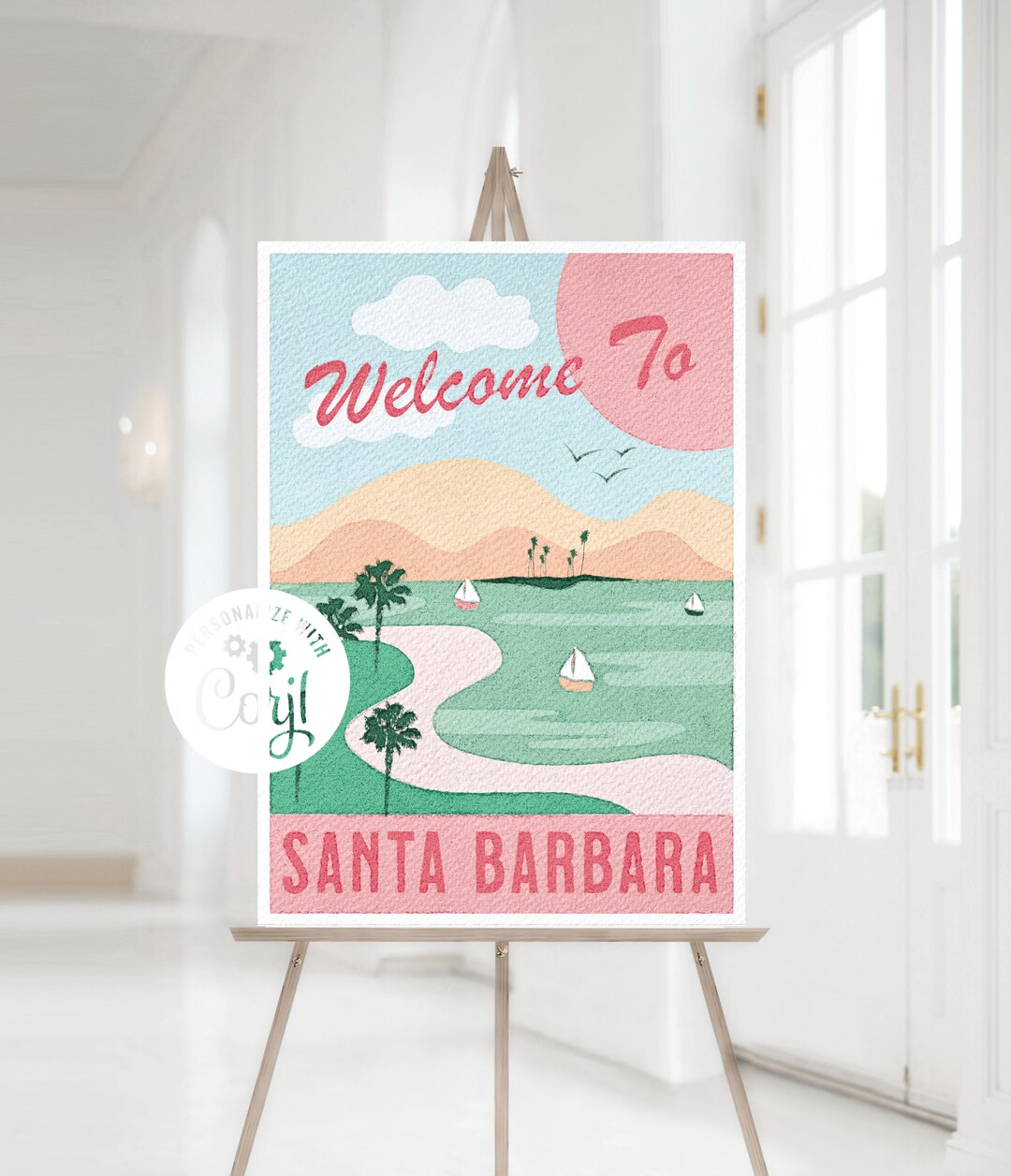 Santa Barbara Poster, Digital Santa Barbara Bachelorette Poster, Santa ...