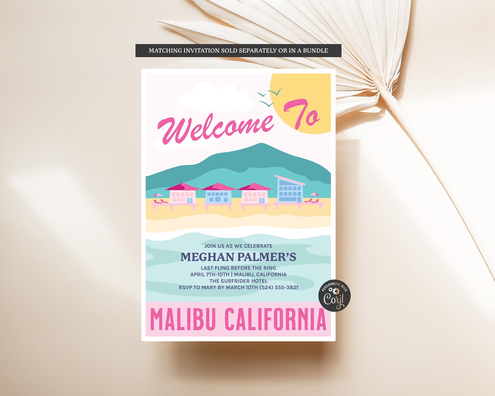 Editable Water Bottle Label Beach Water Bottle Label - Etsy