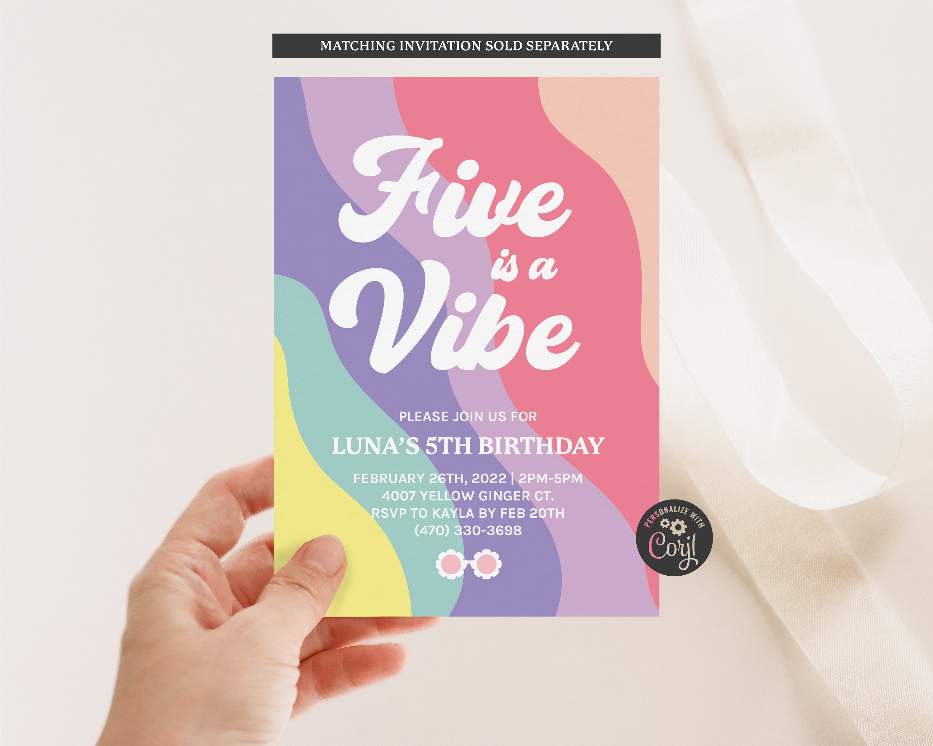 Editable Retro Birthday Sign Five is A Vibe Poster 5th | Etsy