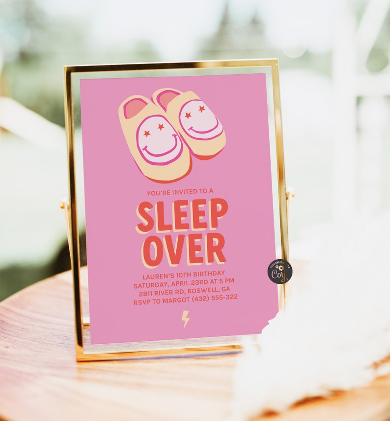 Editable Slumber Party Sleepover Invitation Pajama Party Etsy