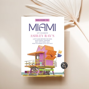 Editable Miami Invitation, Miami Bachelorette Invitation, Miami ...