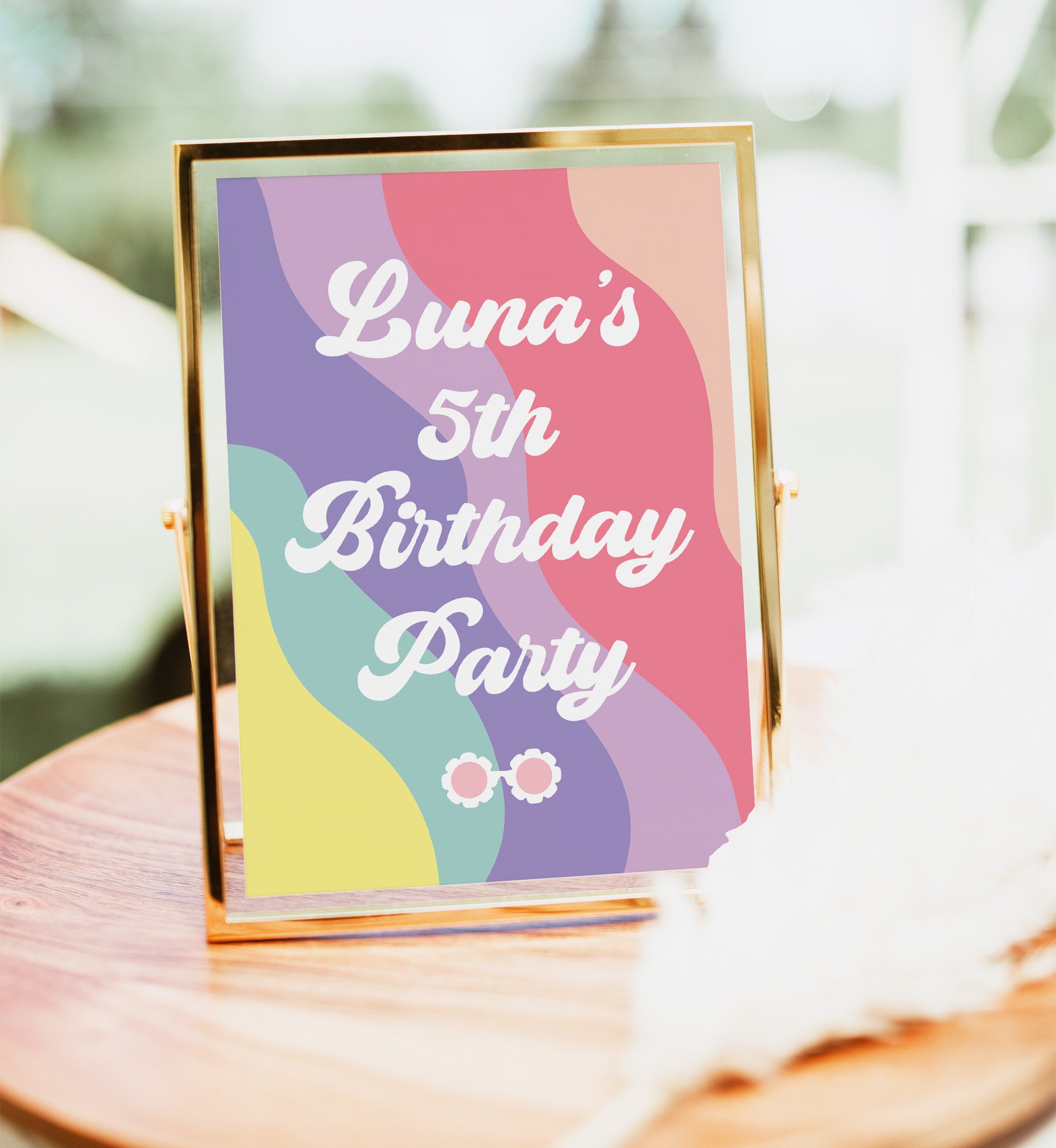 Editable Retro Birthday Sign Five is A Vibe Poster 5th | Etsy