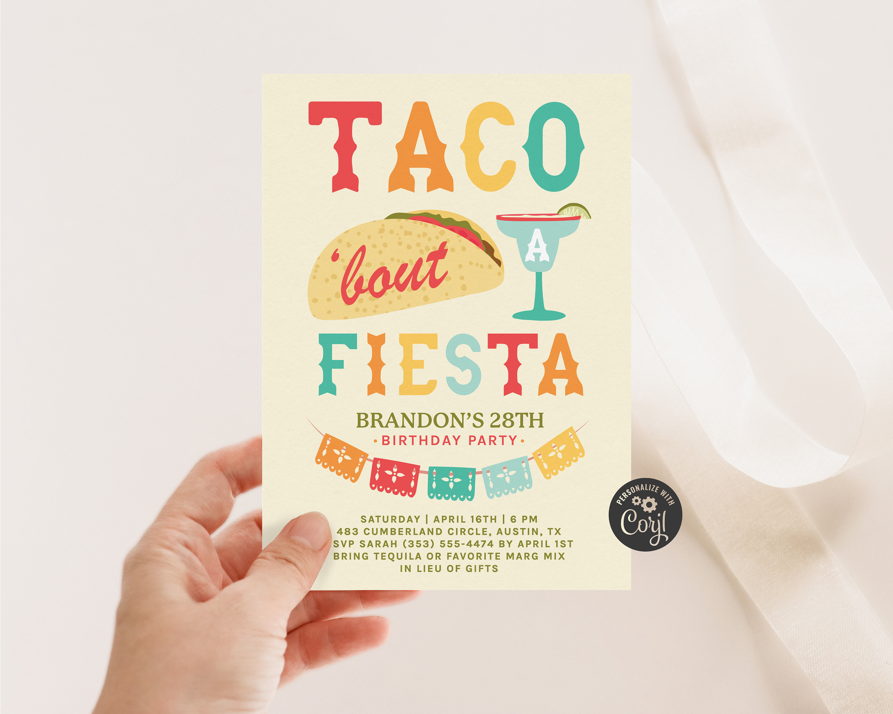 Editable Fiesta Birthday Invitation Taco Birthday Invitation | Etsy