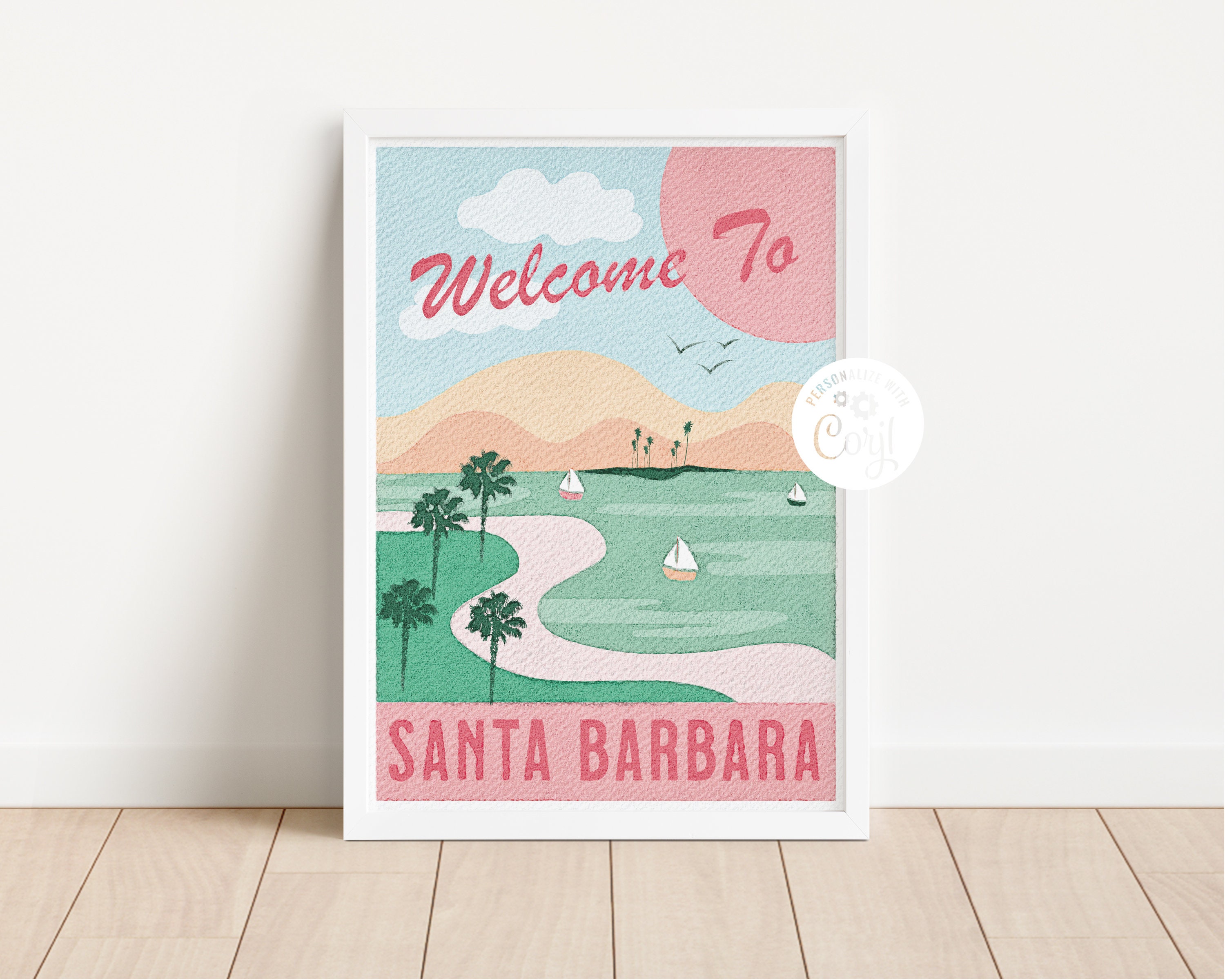Santa Barbara Poster Digital Santa Barbara Bachelorette - Etsy