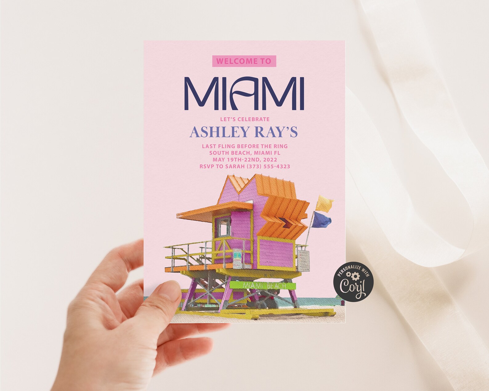 Editable Miami Invitation Miami Bachelorette Invitation | Etsy