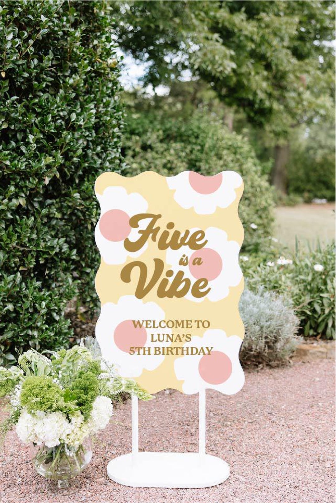 Five is a Vibe Sign | Retro Party Sign, Welcome Sign, Groovy Welcome ...