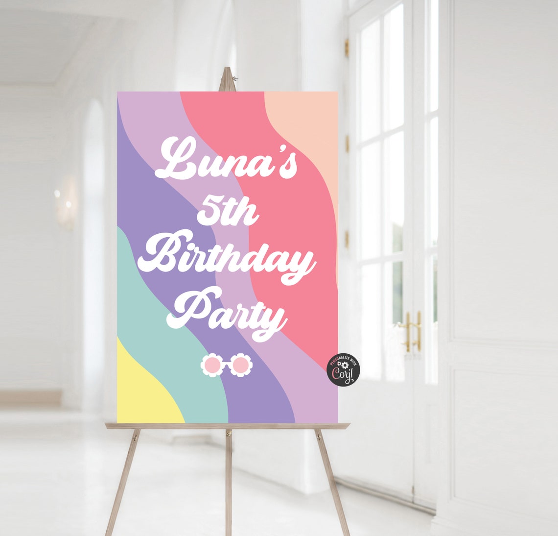 Editable Retro Birthday Sign Five is A Vibe Poster 5th | Etsy