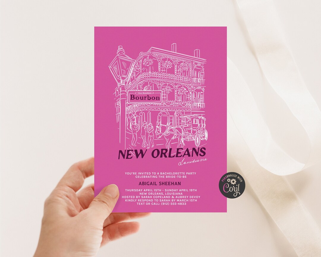 New Orleans Bachelorette Invitation, New Orleans Bachelorette, NOLA Birthday Invite, New Orleans ...