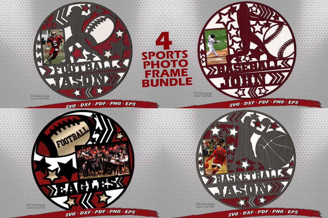 Monogram Sports Photo Frame SVG Files - Football Glowforge Files ...