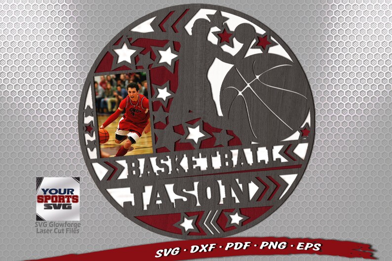 Monogram Sports Photo Frame SVG Files Football Glowforge | Etsy