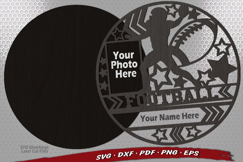 Monogram Sports Photo Frame SVG Files Football Glowforge | Etsy