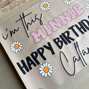 Custom Hand Painted Birthday Banner - Groovy | Daisies | Pink | 3rd ...