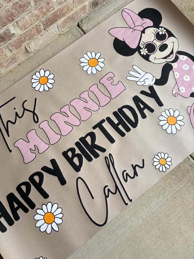 Custom Hand Painted Birthday Banner - Groovy | Daisies | Pink | 3rd ...