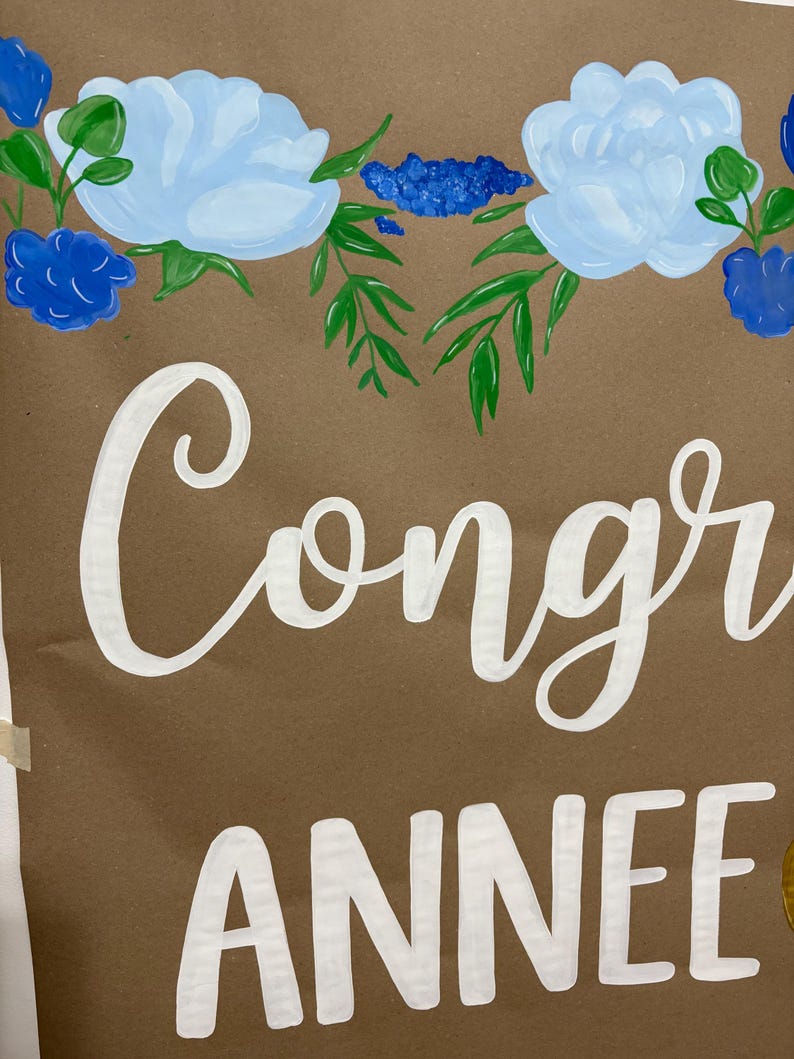 Custom Hand Painted Engagement Party Banner - Floral - Etsy