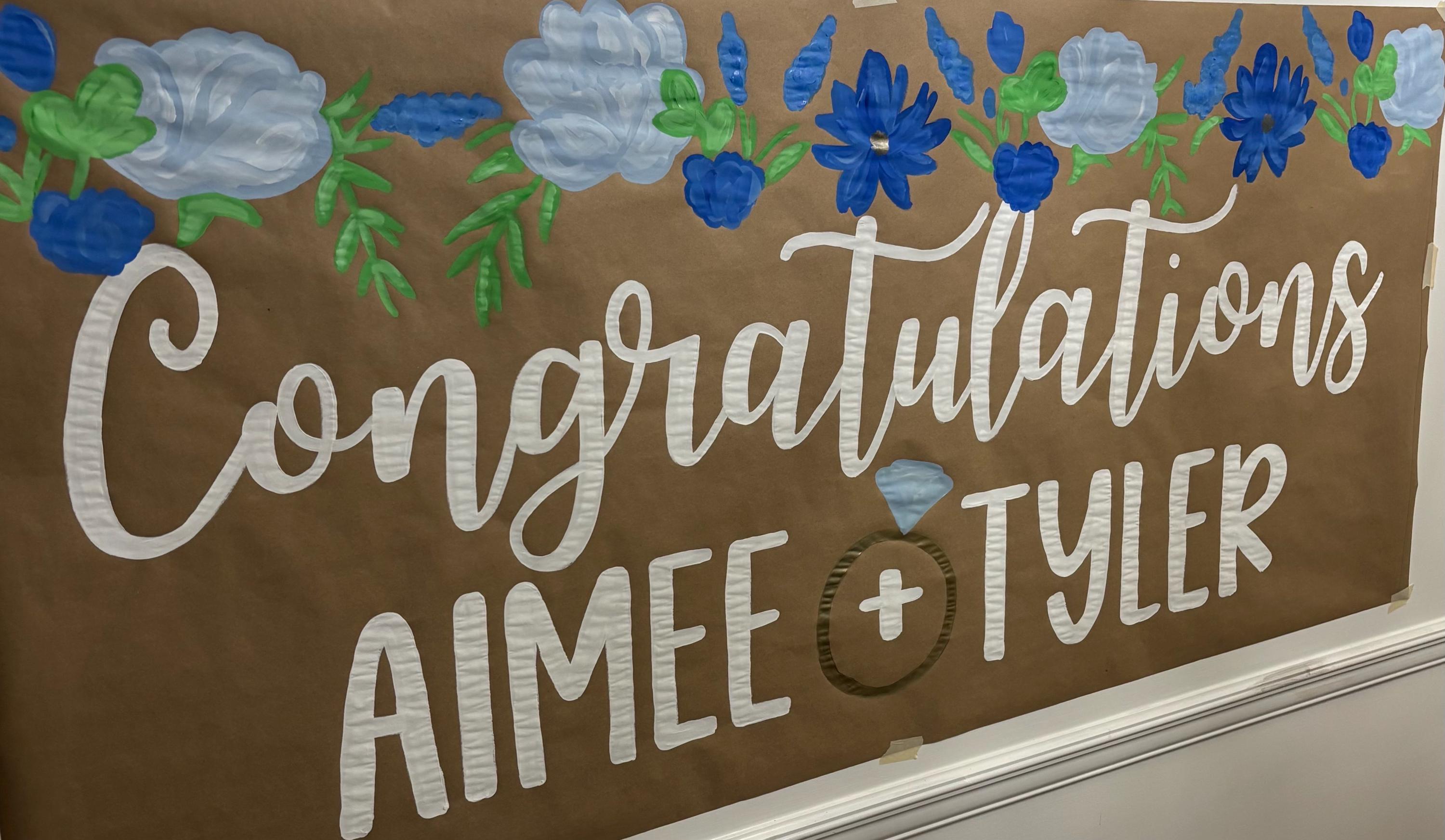 Custom Hand Painted Engagement Party Banner - Floral - Etsy