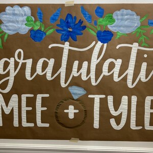 Custom Hand Painted Engagement Party Banner - Floral - Etsy