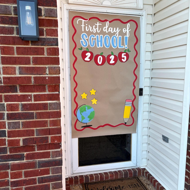 Custom Hand Painted First Day of School Banner - Back to School Door ...