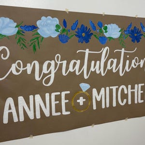 Custom Hand Painted Engagement Party Banner - Floral - Etsy