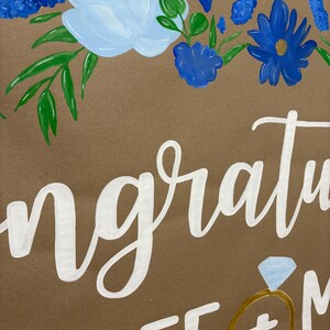 Custom Hand Painted Engagement Party Banner - Floral - Etsy