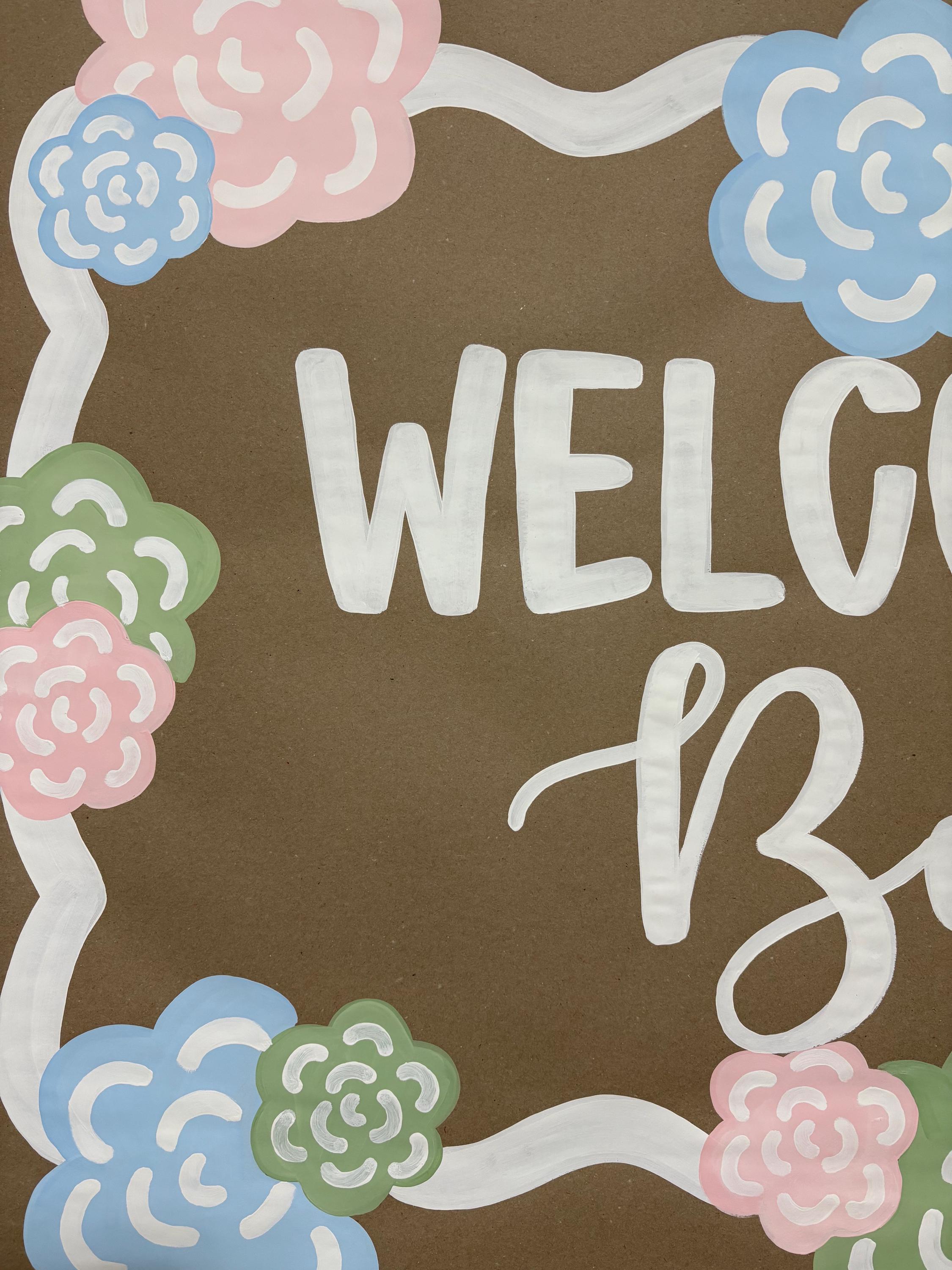 Custom Hand Painted Flower Banner - Welcome Home - Etsy